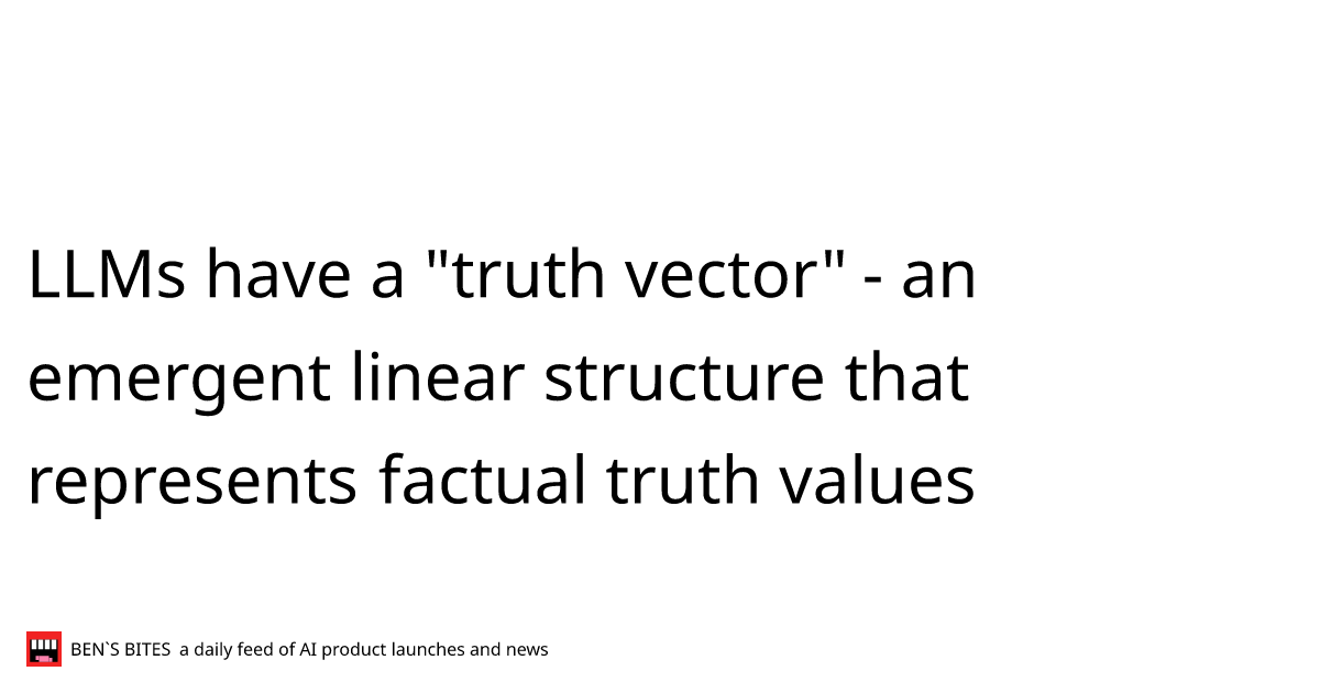 LLMs have a "truth vector" - an emergent linear structure that represents factual truth values ...